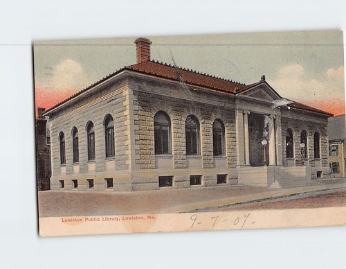Postcard Lewiston Public Library Lewiston Maine USA | eBay