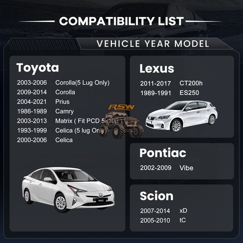 4pc 5x100 Wheel Spacers 10mm 54.1 For Scion tC Celica Camry Corolla ...