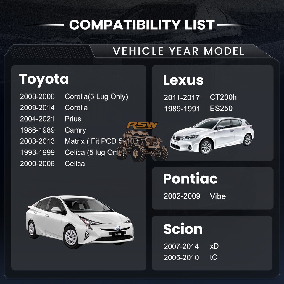 4pc 5x100 Wheel Spacers 10mm 54.1 For Scion tC Celica Camry Corolla ...