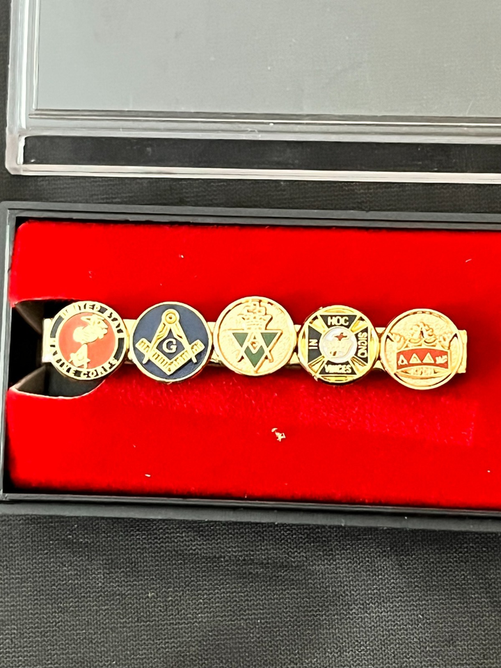 US Marine Master Mason Allied Knights Templar KYCH Tie Bar Goldtone NEW ...