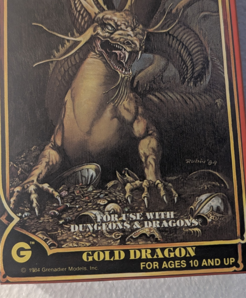 VTG METAL Fantasy MINIATURES GRENADIER Dragon Lords 1984 GOLD DRAGON ...
