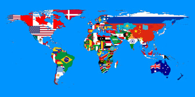 Earth Flag Map of the World Political Wall Map Mercator Flags Pick ...