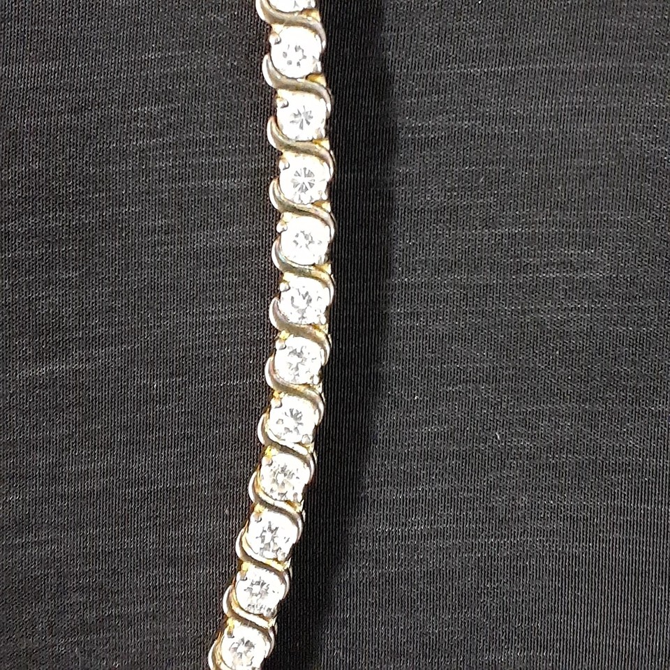 Tennis Bracelet 7" S-link HAN-China, Beau Sparkling cz stones ,925 ...