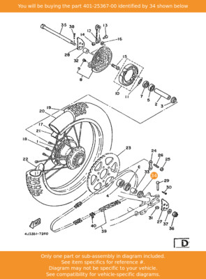 YAMAHA Cover, Hub Dust, 401-25367-00 OEM DT125 DT125MX TY125 TY250 ...