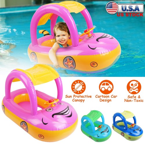 Inflatable Pool Baby Float Car Shaped Toddler Swimming Float Boat Pool ...