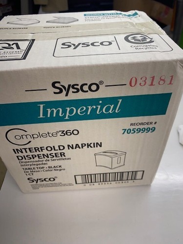 SYSCO NAPKIN DISPENSER IMPERIAL INTERFOLD -NEW IN BOX-TABLE TOP-BLACK ...
