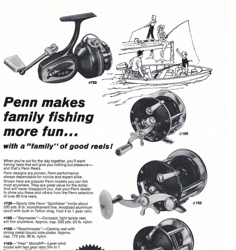 1970 Penn Reels Print Ad SPINFISHER #720, BAYMASTER #180, BEECHMASTER ...