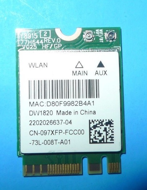 Dell DW1820 Qualcomm Atheros QCNFA344A WLAN Wireless Card Rev A01 97XFP ...
