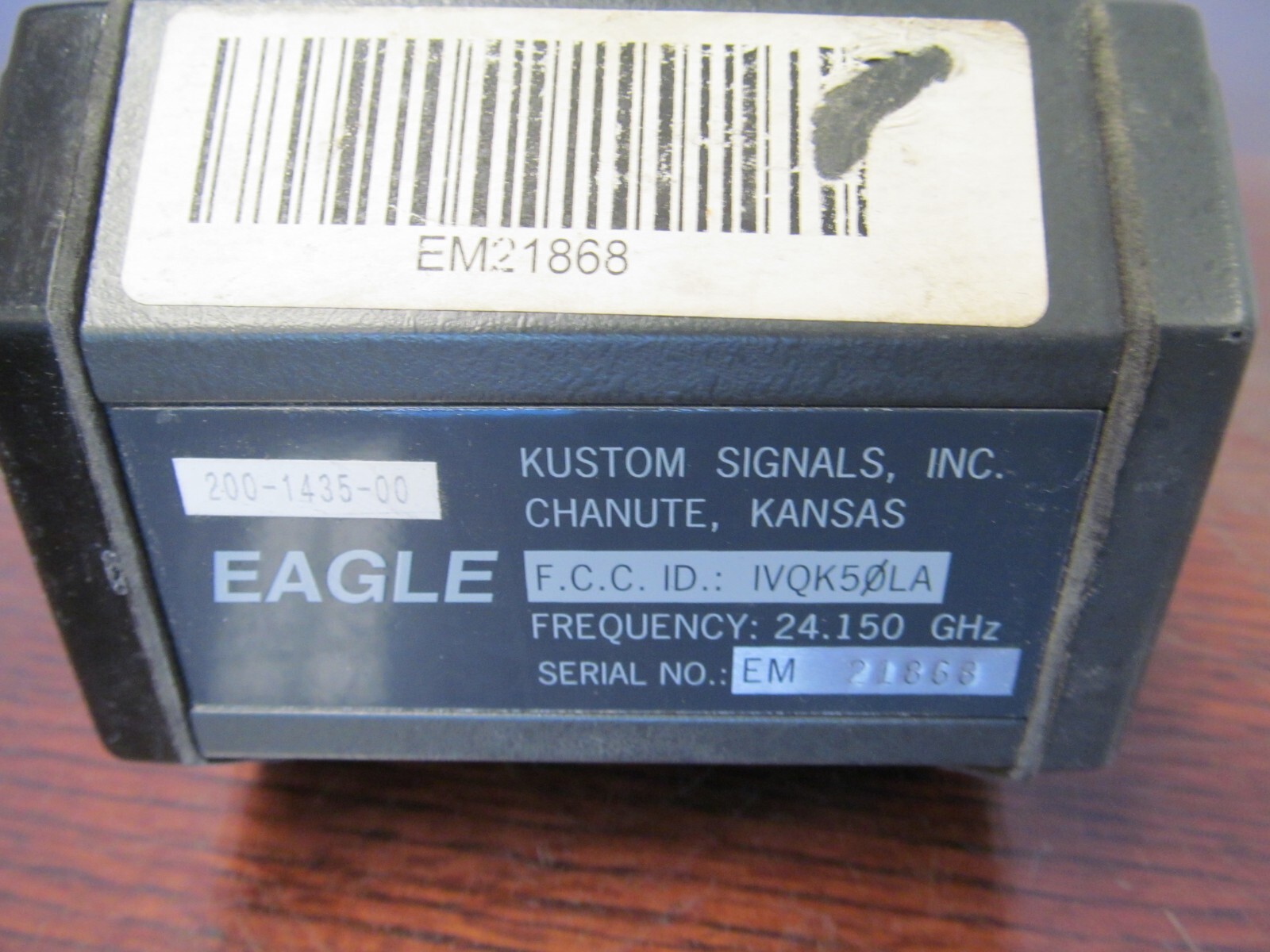 Kustom Signals Eagle 24.150 GHz Radar FCC ID IVQK50LA UNTESTED *READ ...