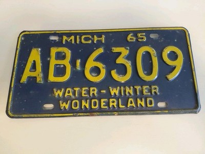 Vintage 1965 Michigan License Plate AB-6309 Man Cave Decor Collector | eBay