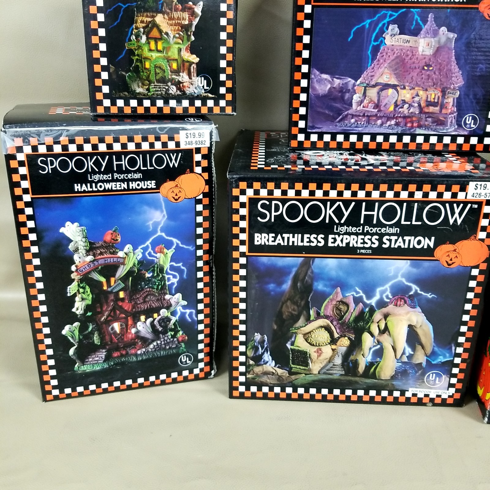 Spooky Hollow Lighted Halloween Village House Lot Set of 6 | eBay