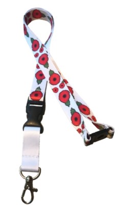 White Poppy Lanyard with Safety Breakaway & Detachable Buckle Clip | eBay