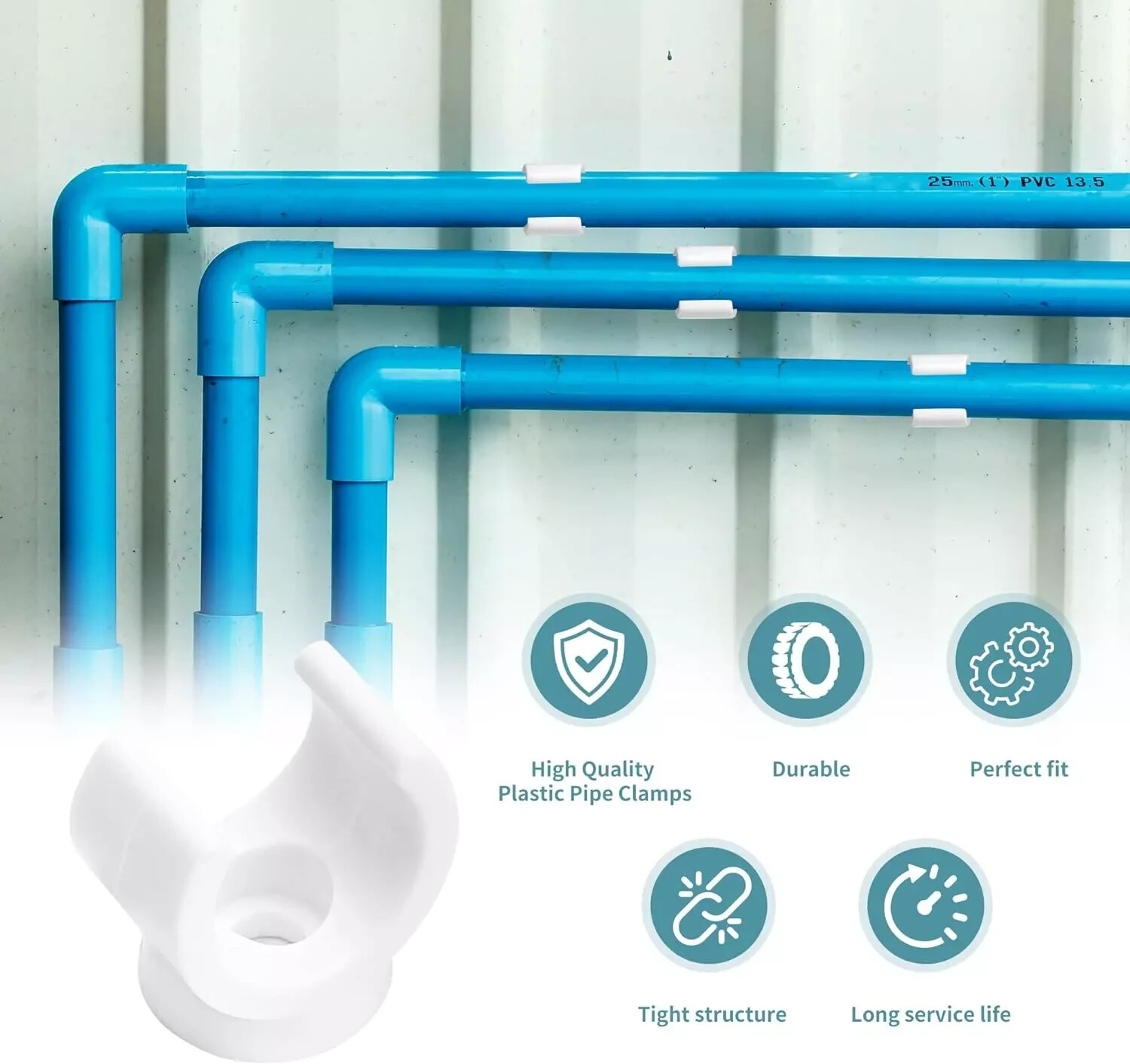 200Pcs 1/2 Inch PEX Pipe Clamps Holder PEX Clips Pipe U-Hook Support ...