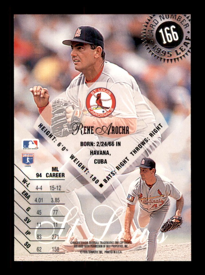 1995 BASEBALL 1995 Leaf Rene Arocha St. Louis Cardinals #166 1 | eBay