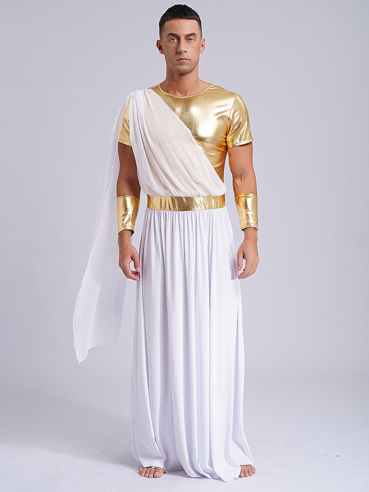 US Men's Toga Costume Adult Greek God Roman Party Robe Gown Accessories ...
