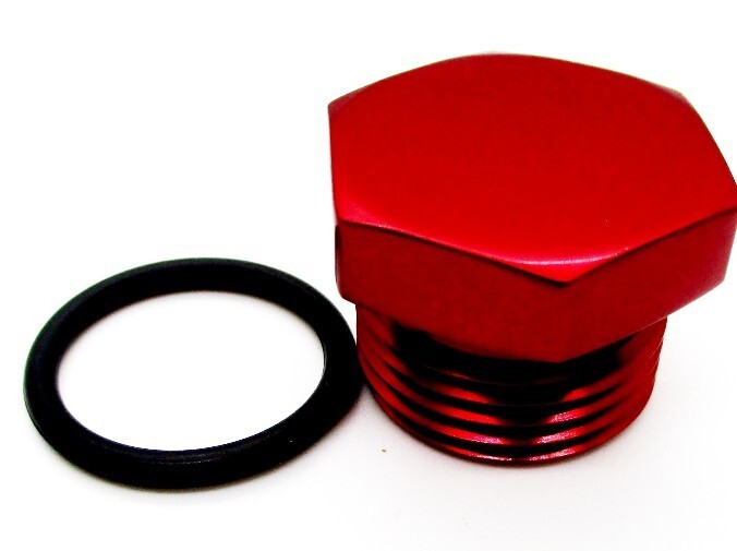 08 AN Straight Thread O-Ring Port Plug Show Polished Red Anodized ...
