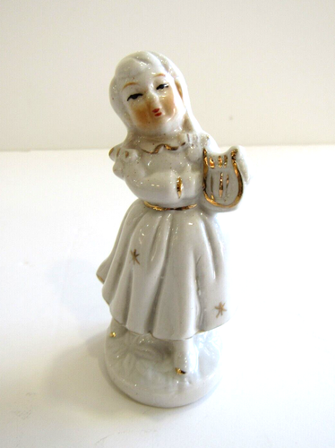 Vintage Porcelain Shiny White Gold Girl Figure Decorative Collectible ...