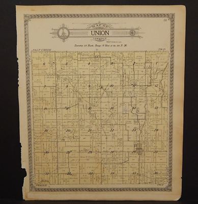 Iowa Davis County Map Union Township 1912 !Q7#35 | eBay