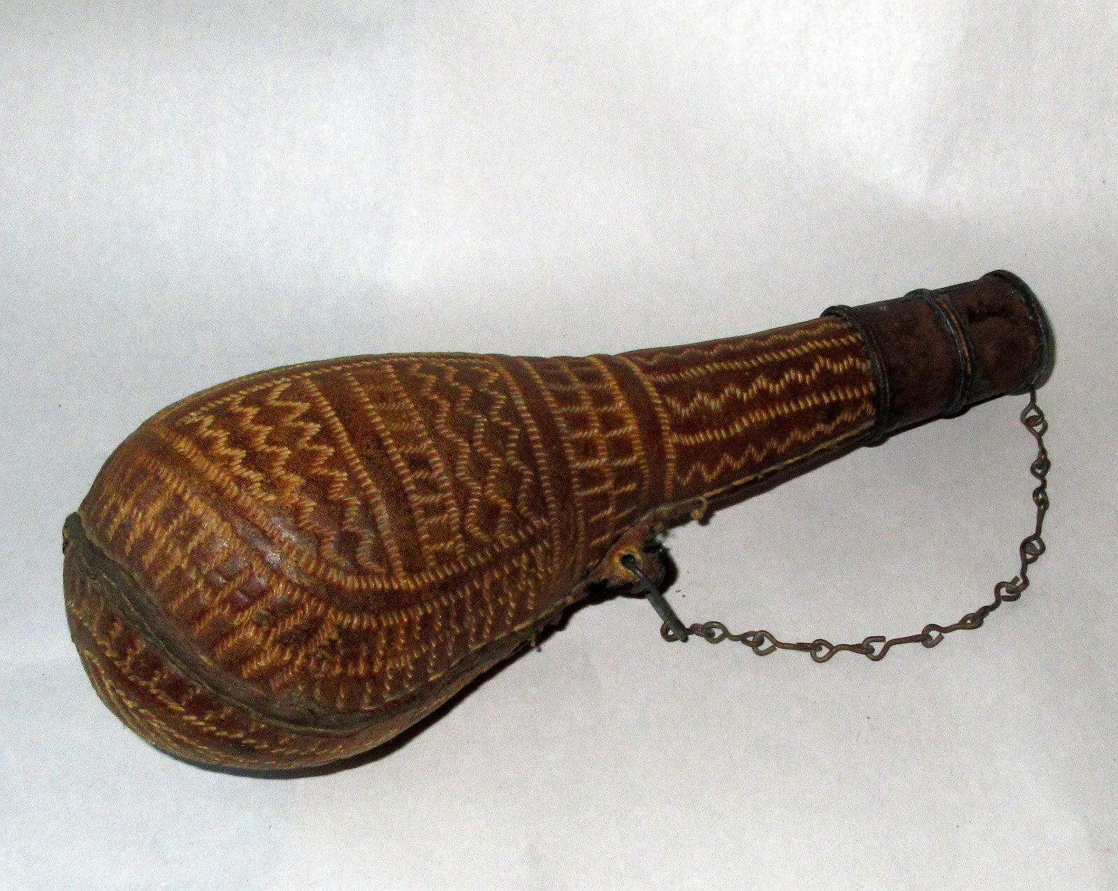 Antique 1800s Bedouin Carved Leather Camel Scrotum Gun Powder Flask | eBay