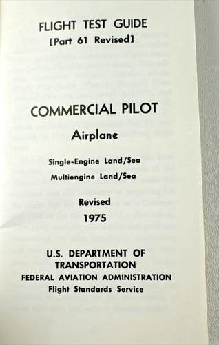 1975 Flight Test Guide Commercial Pilot Airplane FAA DOT | eBay