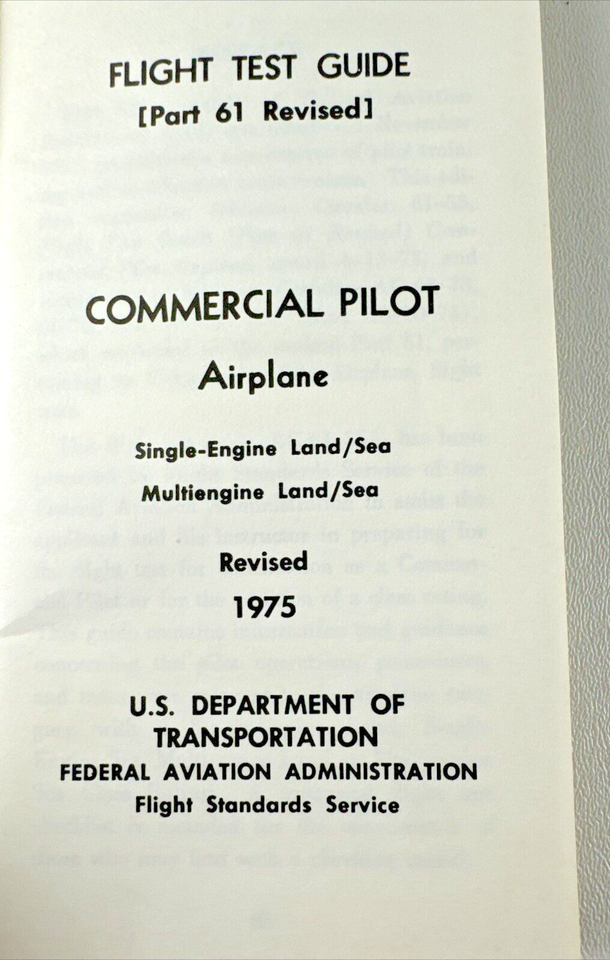 1975 Flight Test Guide Commercial Pilot Airplane FAA DOT | eBay