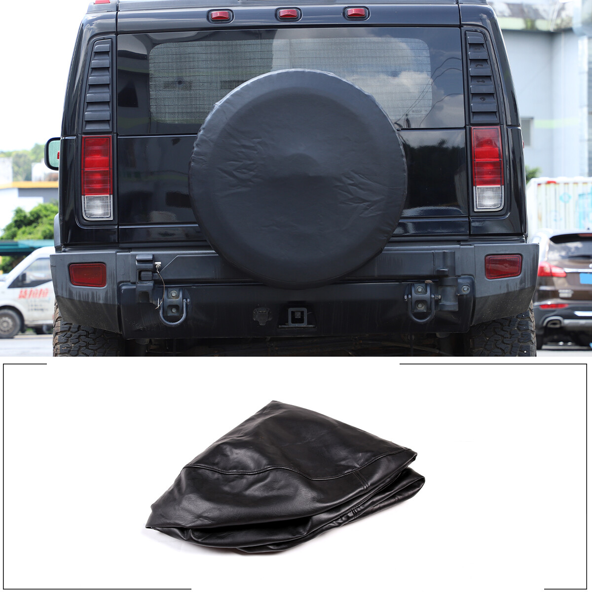 Leather Spare Wheel Tyre Tire Cover Bag Protector Trim for Hummer H2 ...