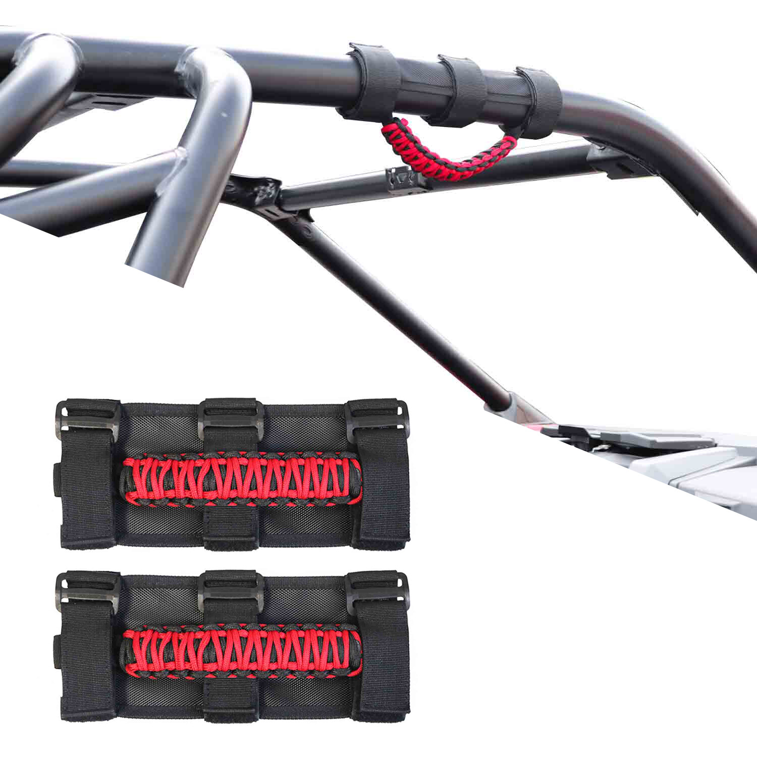 2 Paracord Roll Bar Grab Handles Grip Hand Holder For UTV Polaris RZR ...