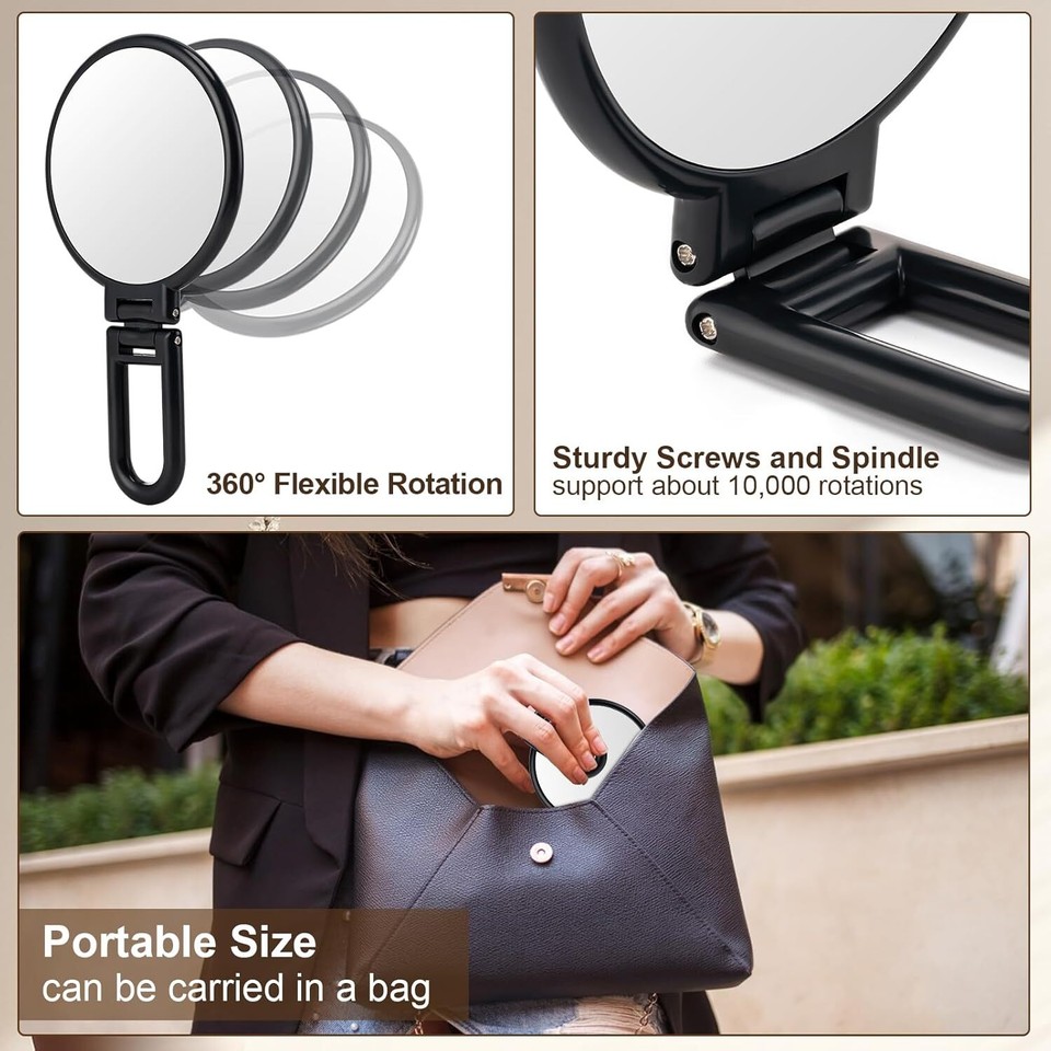 1X/10X Magnifying Handheld Mirror Double Sided, Foldable Travel Makeup ...