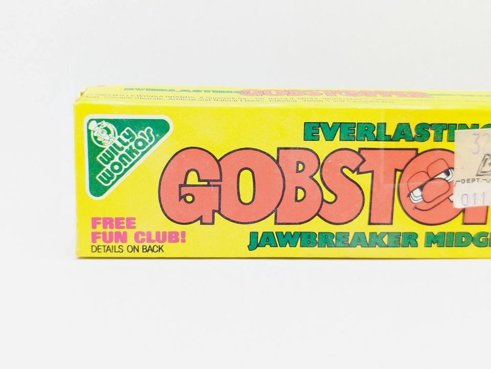 HTF VTG 1983 WILLY WONKA'S EVERLASTING GOBSTOPPER CANDY BOX FULL SEALED ...
