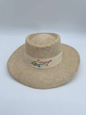 Vintage Greg Norman Signature Straw Hat One Size Shark Logo Made in USA ...