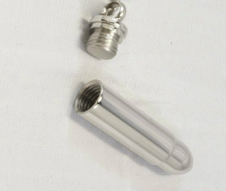 BULLET URN ASHES MEMORIAL CREMATION pendant 24" 925 Sterling Silver ...