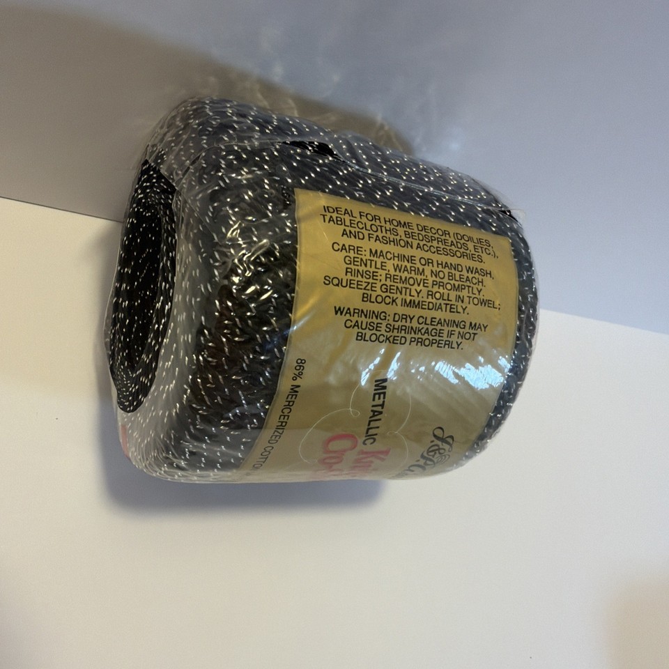 100 yards of Black J&P Coats Metallic Knit Cro-Sheen Craft Thread New A ...