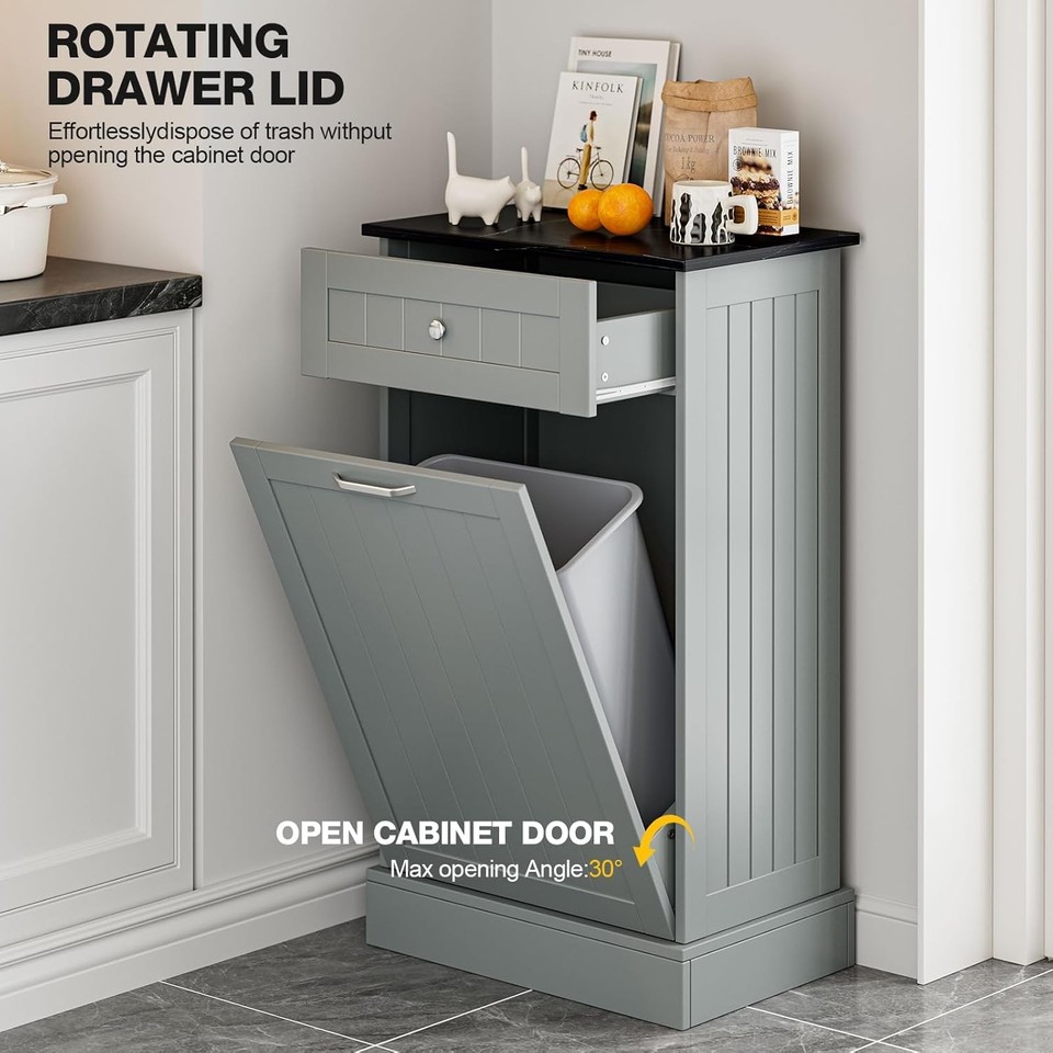 Kitchen Trash Can Tilt Out Free Standing with Drawer Trash Bin Storage ...