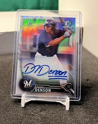 David Denson 1st Autograph 2016 Bowman Chrome CPA-DD Milwaukee ...