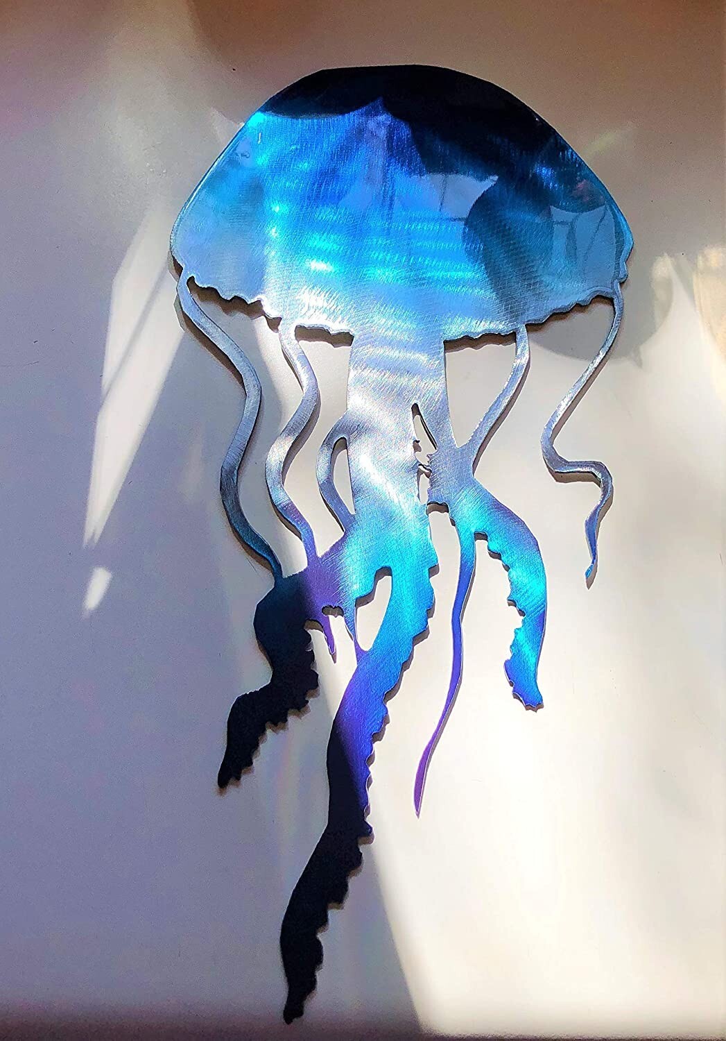 Jellyfish Metal Wall Art Accent Blue Tinged 16" x 7 3/4" | eBay