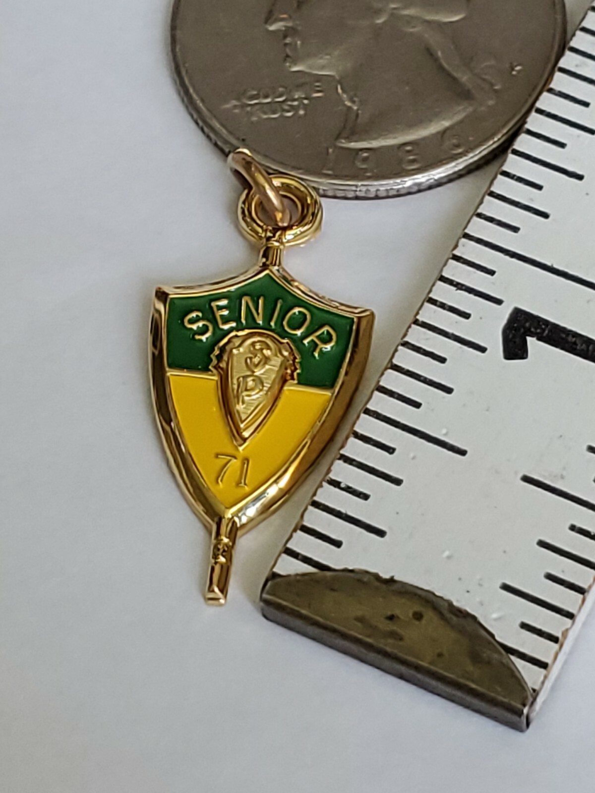 Senior 71 Key Pendant Green Yellow & Gold Colored By Jostens Vintage | eBay