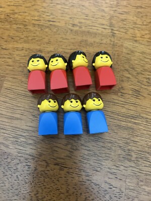 Lot of 7 Vintage LEGO Basic Figure Finger Puppet - blue red boy girl 1. ...