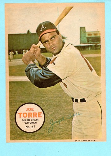 1967 TOPPS BASEBALL POSTERS #27 JOE TORRE ATLANTA BRAVES NM+ (HOF) | eBay