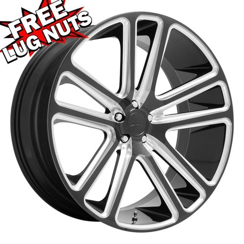 24 inch 24x10 DUB 1PC S255 FLEX BLACK MILLED wheels rims 5x5 5x127 +10 ...