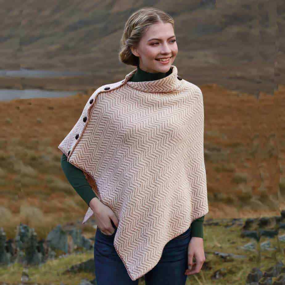 Women’s Irish Wool Wicker Herringbone Buttoned Cape (B814-405) | eBay