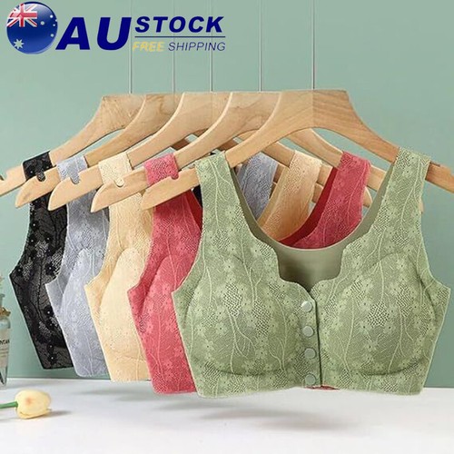 Comfortable & Convenient Front Button Bra,Solid Colors Lace Bralette ...