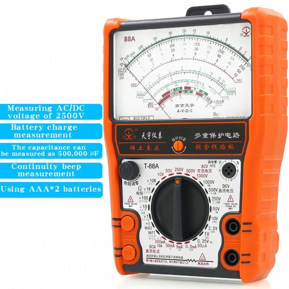 Analog Handheld Multimeter for Voltage, Continuity, and Capacitance ...