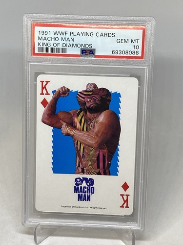 1991 WWF PLAYING CARDS MACHO MAN KING OF DIAMONDS PSA 10 GEM MINT POP ...