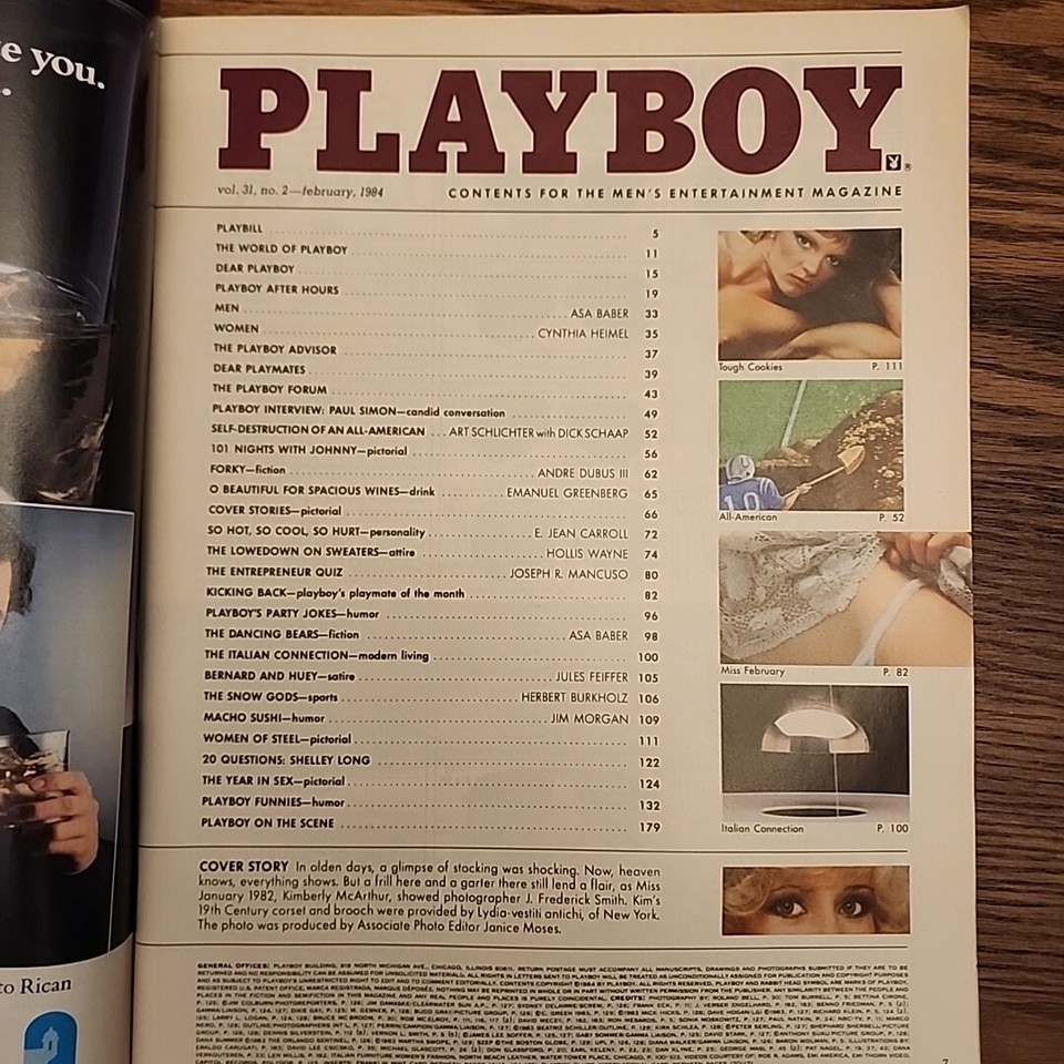 PLAYBOY Magazine - February 1984 w/Paul Simon, Shelley Long & More | eBay