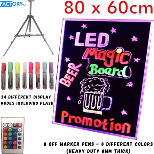 Writing Board Led Neon Sign Signage Fluorescent Light Remote 80x60cm | eBay