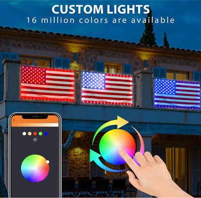 Smart Light American Flag 3x5 FT with Smart 98 LED Lights, APP ...