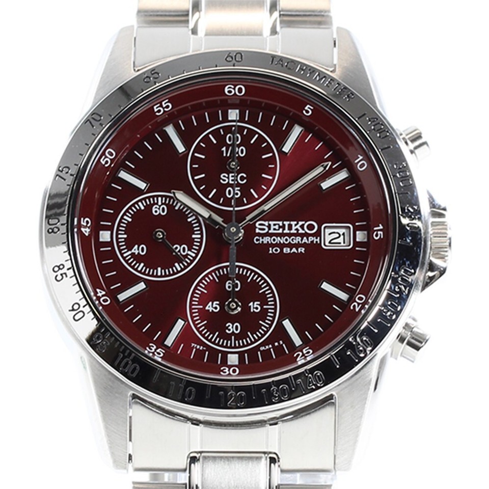 SEIKO SPIRIT SBTQ045 Analog Quartz Chronograph Red Silver | eBay