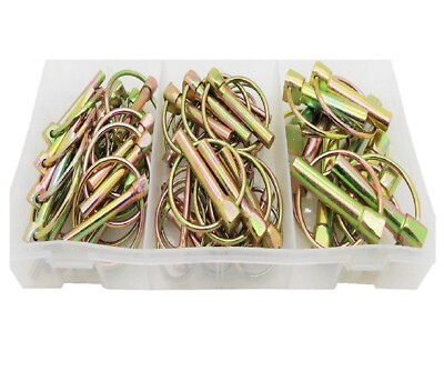 50pc Lynch Pin Kit Assortment Farm Tractors 3 Point Hitch Steel Trailer ...