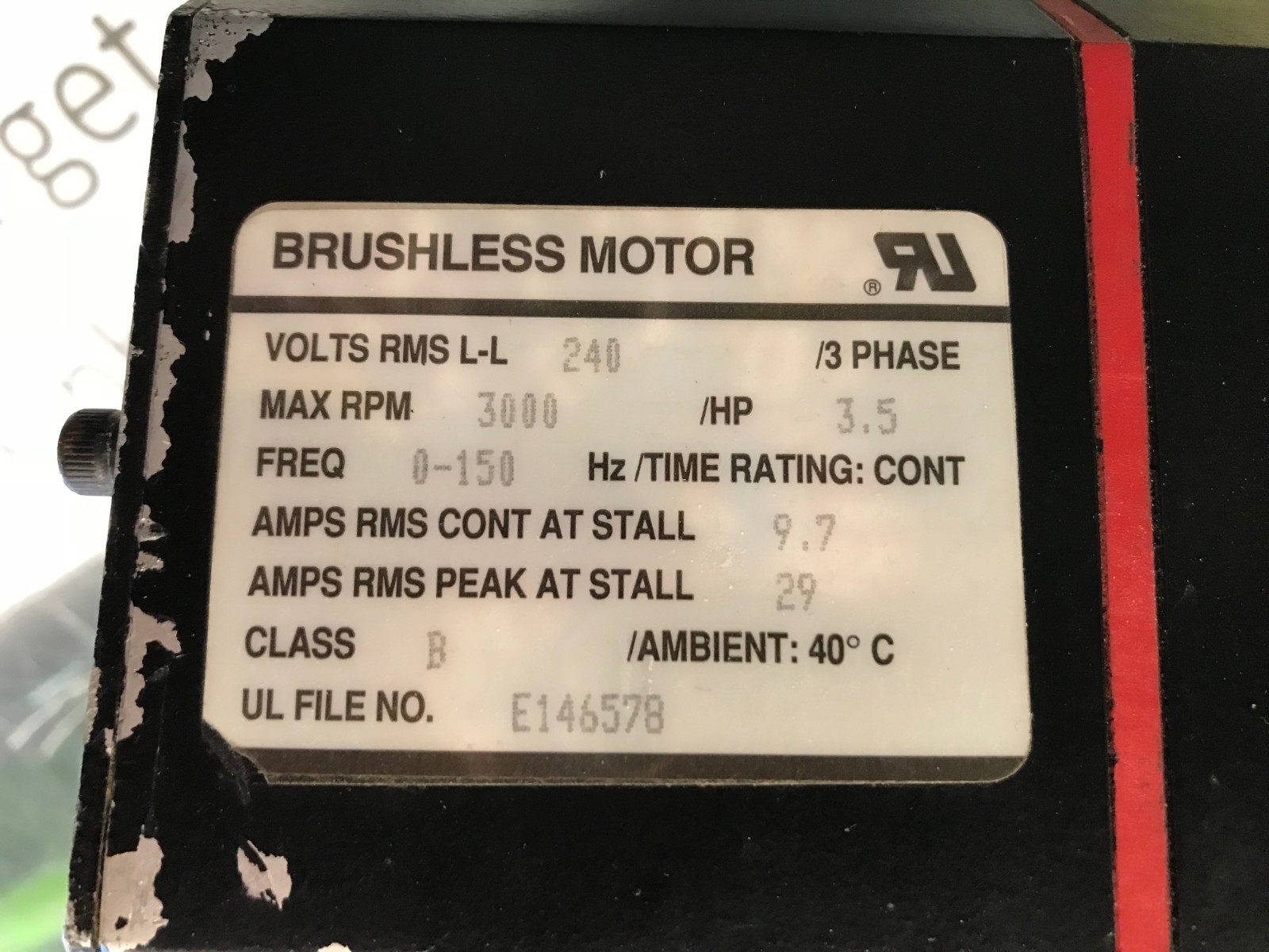 Reliance Electric SR-4075-R-H04AN 240v 3phase 3.5hp 3000rpm servo motor ...