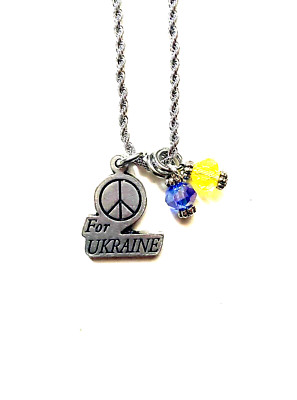 PEACES FOR UKRAINE Charm Necklace Yellow Blue Charms Made in USA | eBay